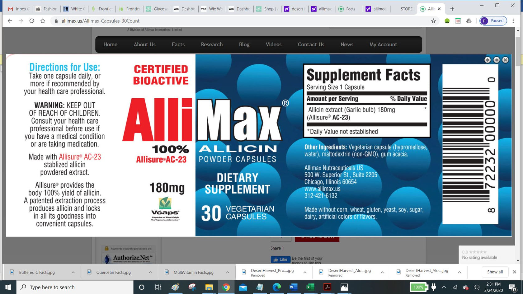 AlliMax Allicin Garlic Extract | 180 mg - 30, 60, 90 & 180 Capsules ...